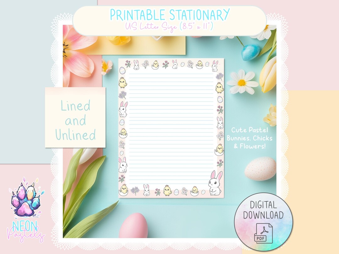 8.5x11 Printable Easter Stationery | Pastel Printable Writing Paper ...