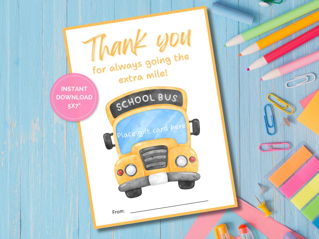School Bus Driver Gift Card Holder, Thank You Bus Driver, Bus Driver ...