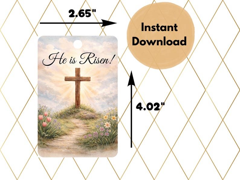 He is Risen, Easter Gift Tag, Printable Christian Church Favor Tag ...