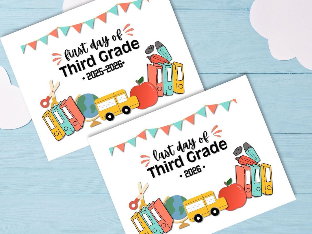 First Day of Third Grade Sign Printable, Back to School Sign, 3rd Grade ...