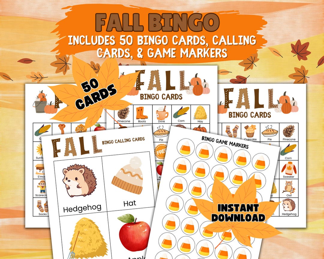 Fall Picture Bingo Game, 50 Cards (digital Download) - Etsy