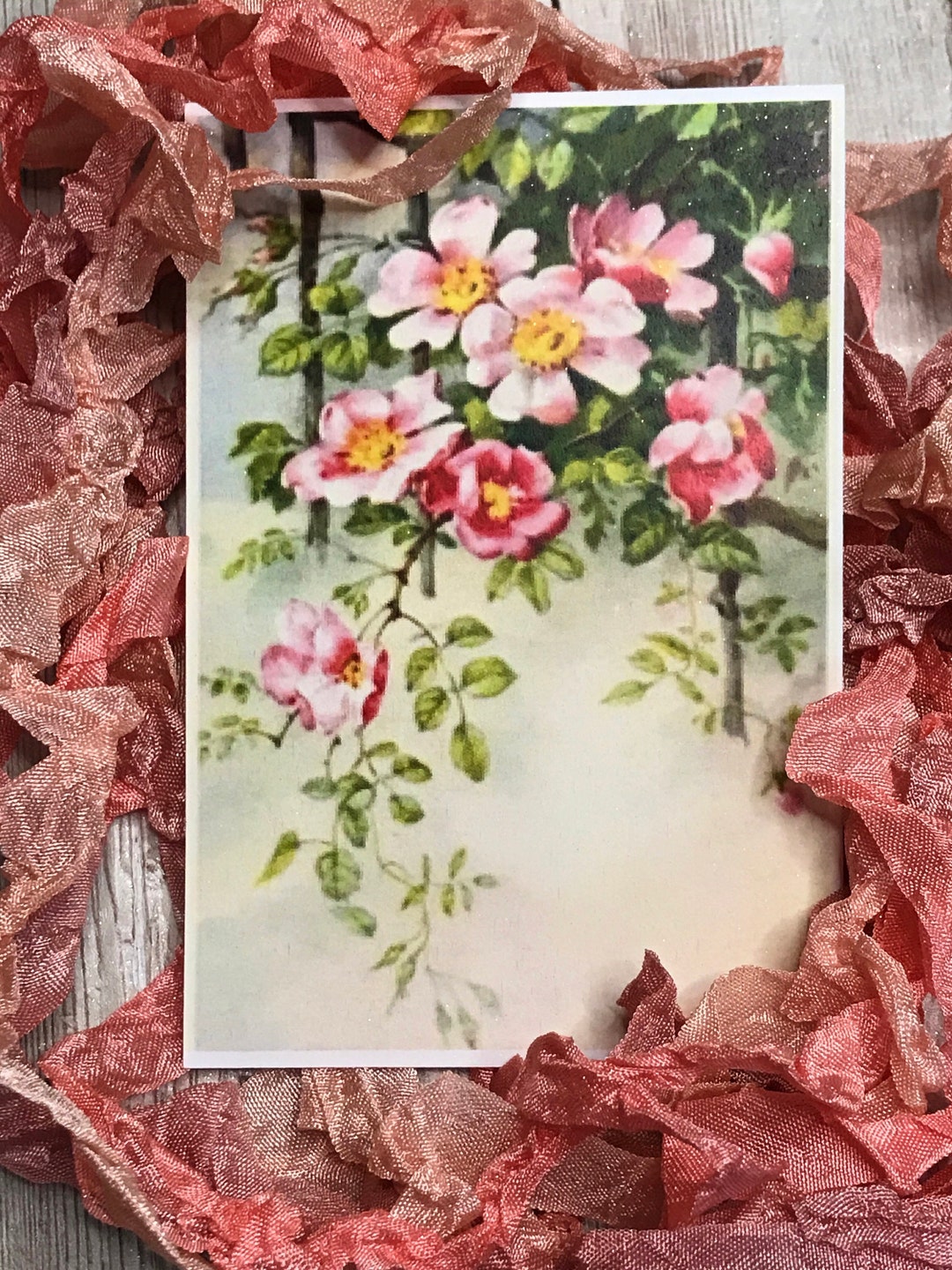 PRETTY IN PINK- Crinkled Seam Binding, Hand-dyed Shades of Light Rose ...