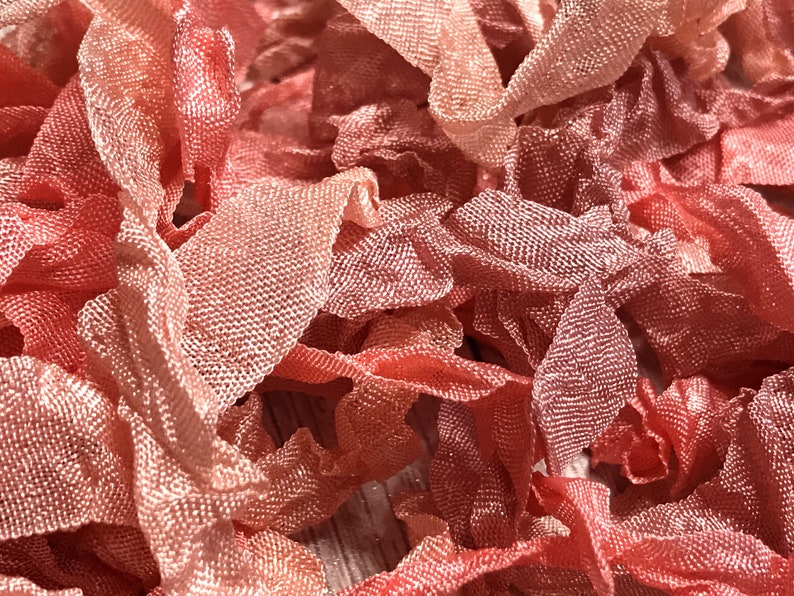 PRETTY IN PINK- Crinkled Seam Binding, Hand-dyed Shades of Light Rose ...