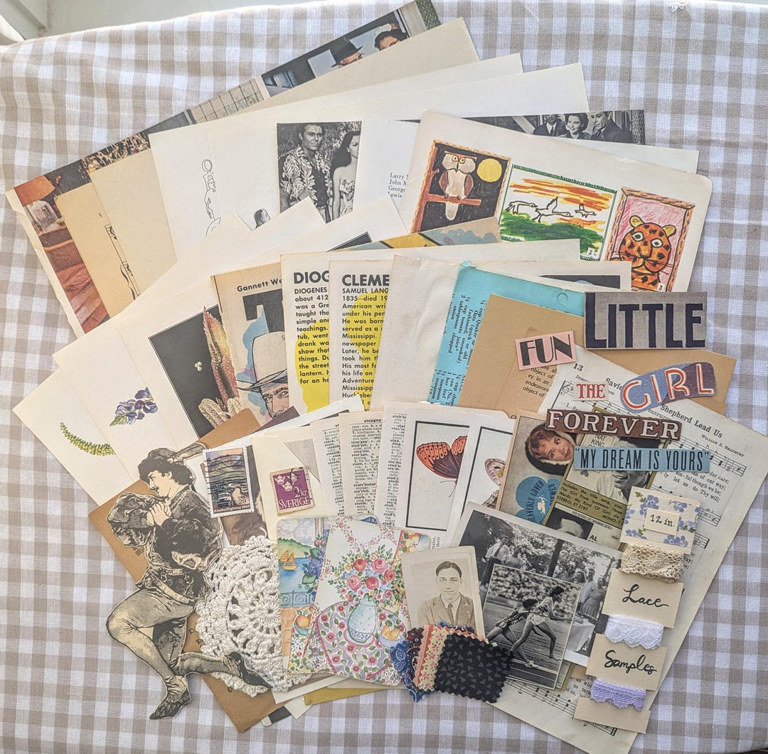 50-piece Authentic Vintage Ephemera Kit | Scrapbook & Collage Supplies ...