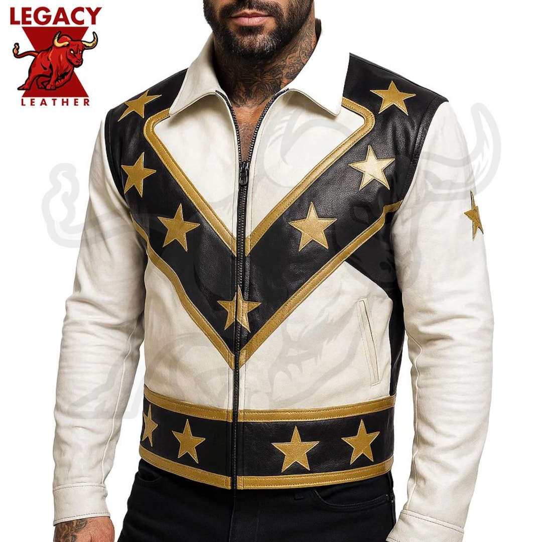 Handmade Rockstar Leather Jacket, Retro Leather Cosplay Jacket, Stylish ...