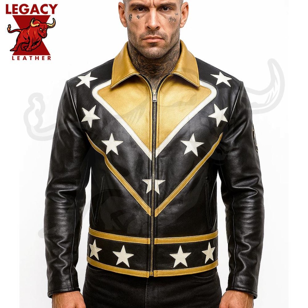 Handmade Rockstar Leather Jacket, Retro Leather Cosplay Jacket, Stylish ...