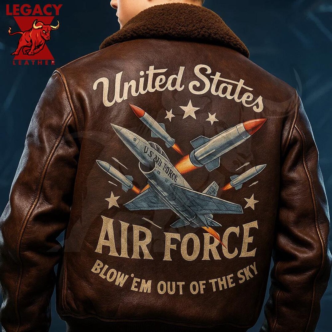 Brown Aviator Leather Jacket, Warm Fur Collar Air Force Flight Pilot ...