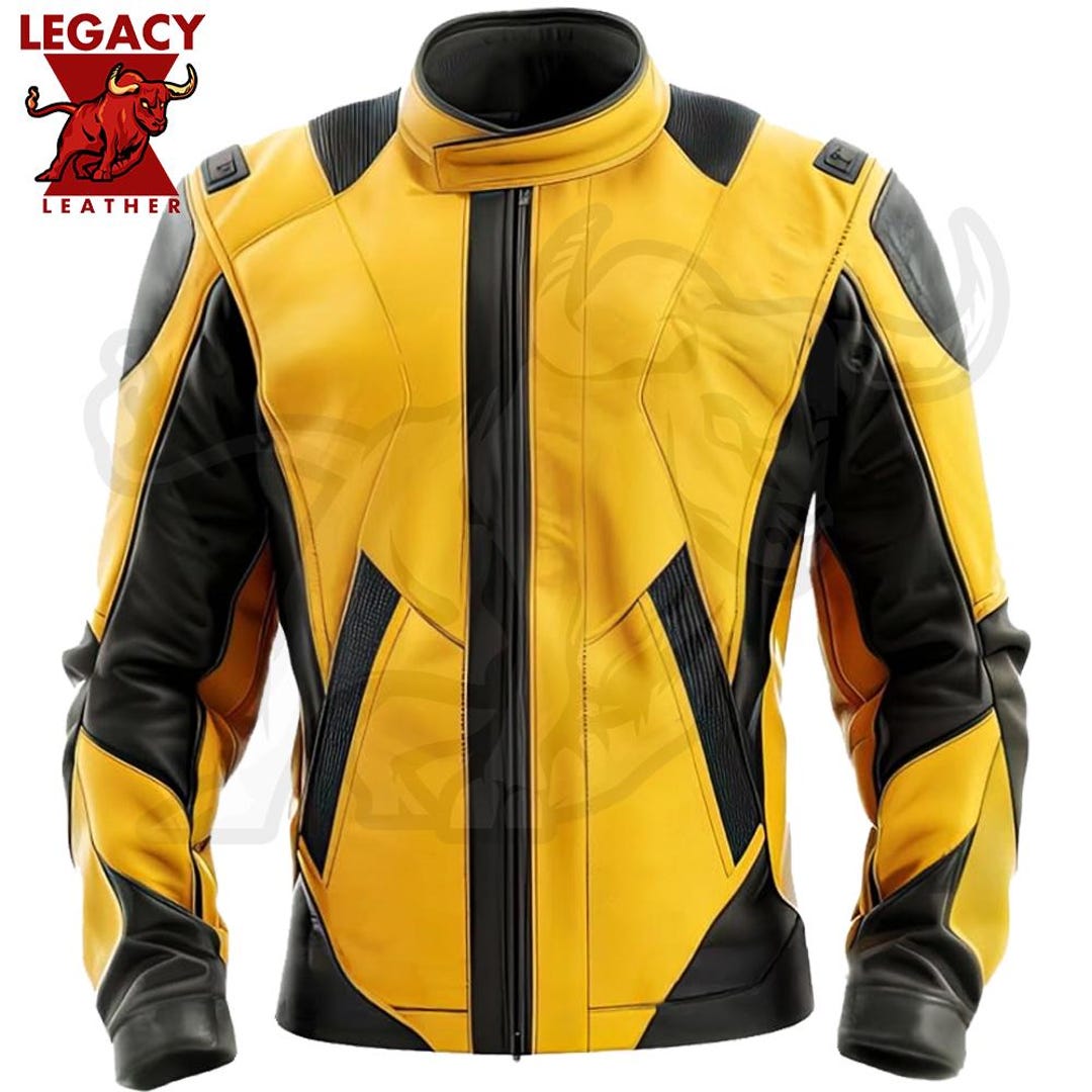 Yellow & Black Leather Biker Jacket, Yellow Sport Motorcycle Jacket ...