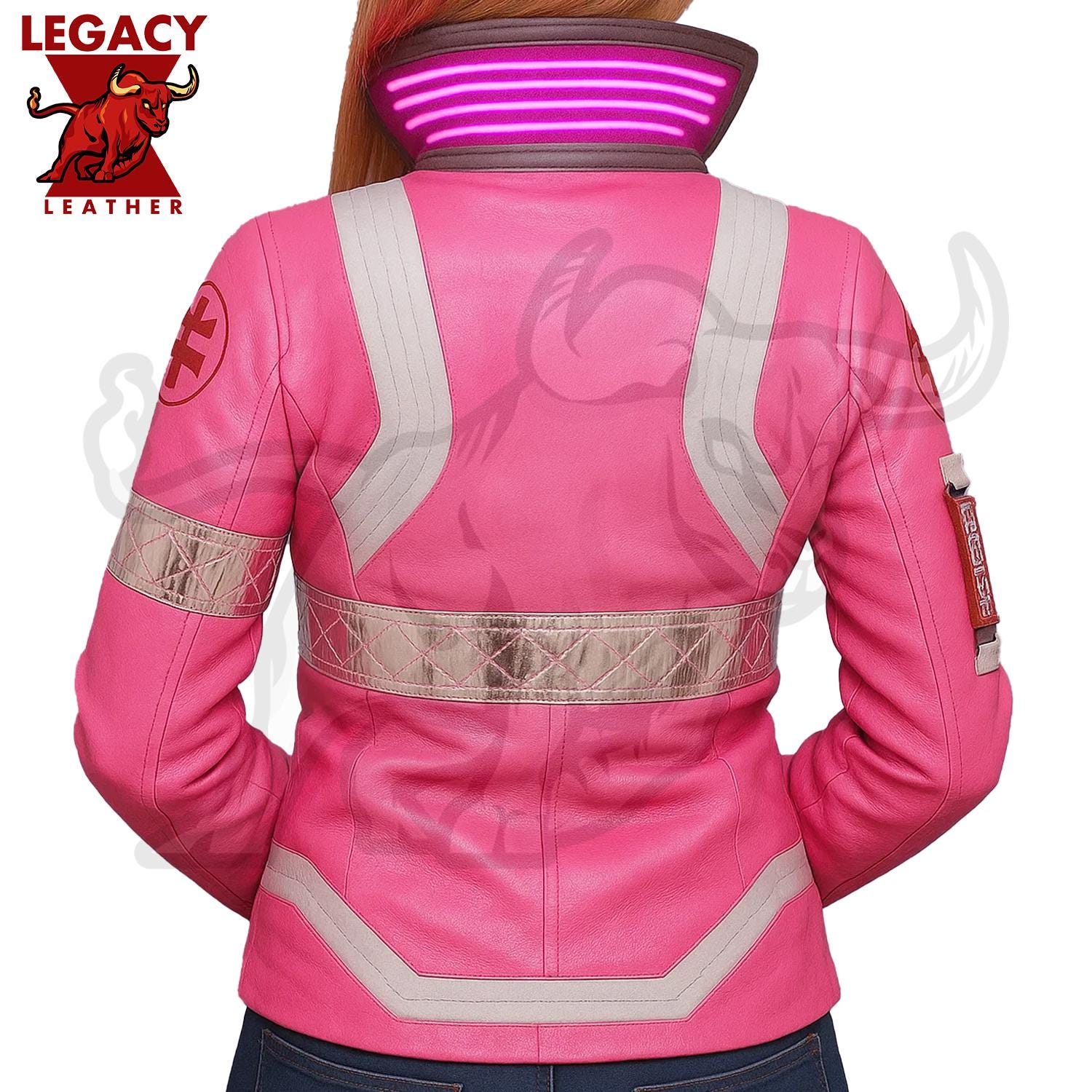 Pink Sci Fi Leather Jacket, Handmade Futuristic Cosplay Costume for ...