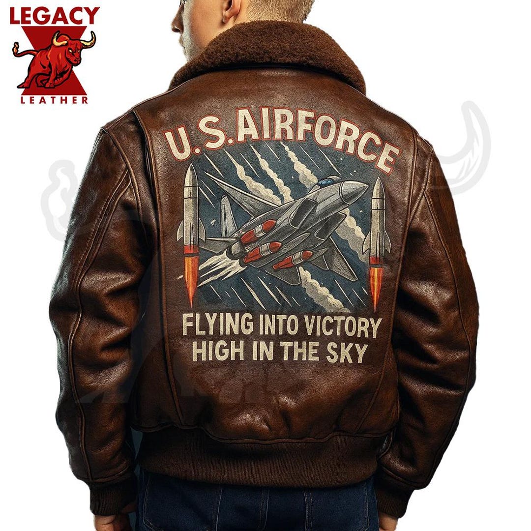 Air Force Flight Pilot Jacket, Genuine Leather Aviator Jacket With Warm ...