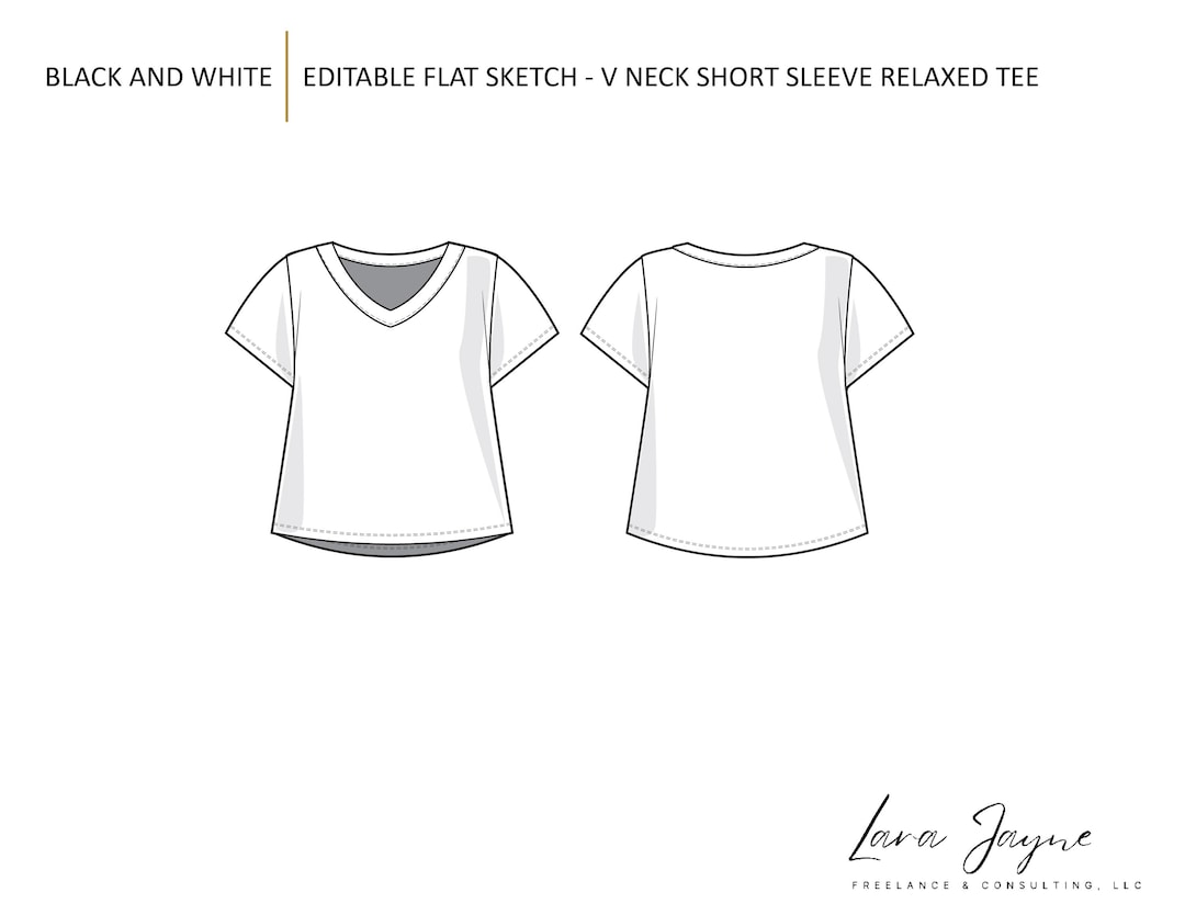 Editable Fashion Flat | Adobe Illustrator Vector Sketch | Women's V ...