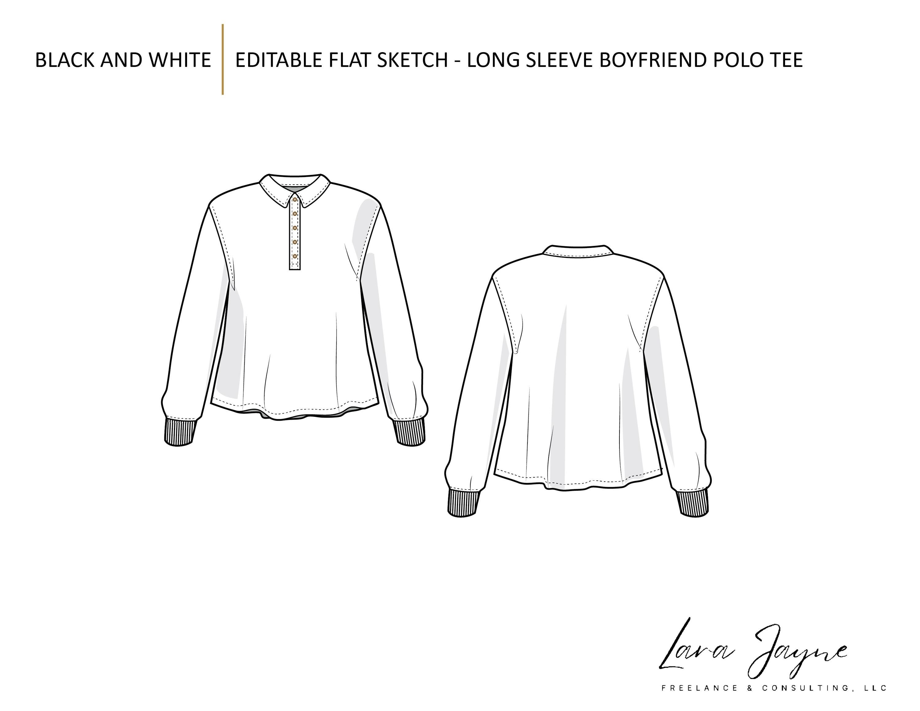 Editable Fashion Flat | Adobe Illustrator Vector Sketch | Women's Long ...