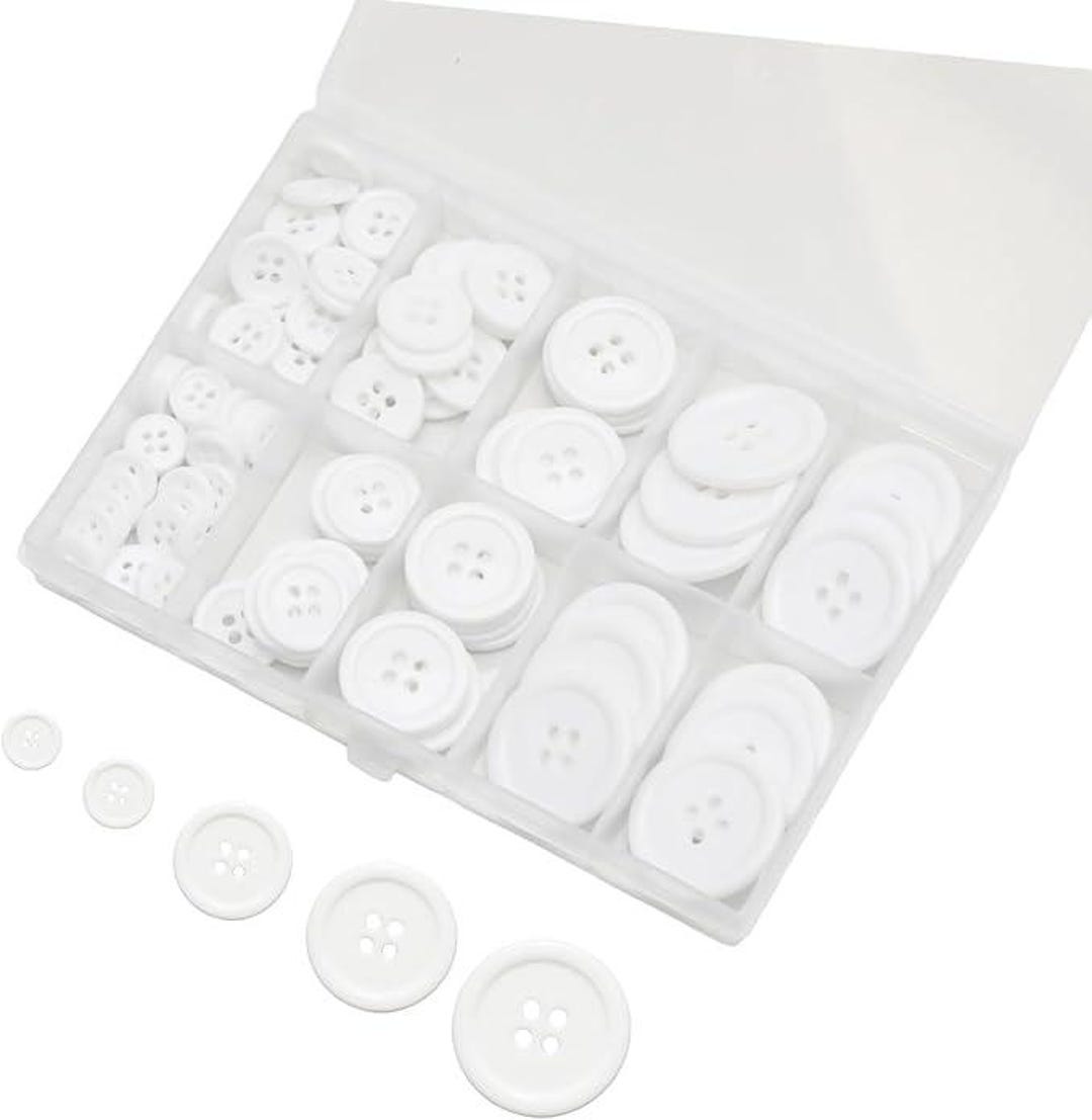 100 Pcs White Buttons for Crafts Buttons, Button DIY Buttons, Mixed ...