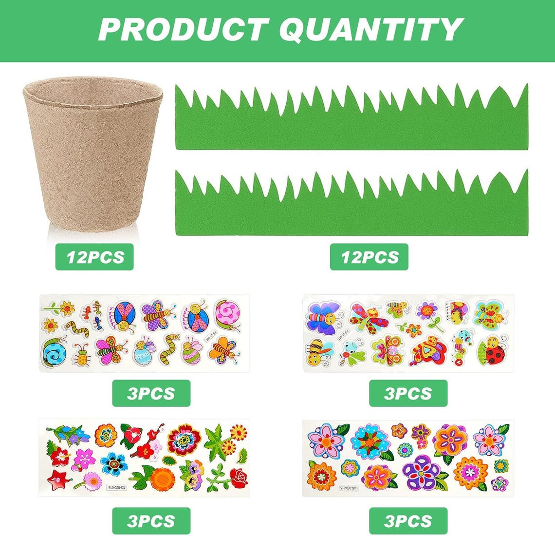 30 Sets Garden Paper Craft Kit Foam Flower Pots, DIY Flower Planting ...