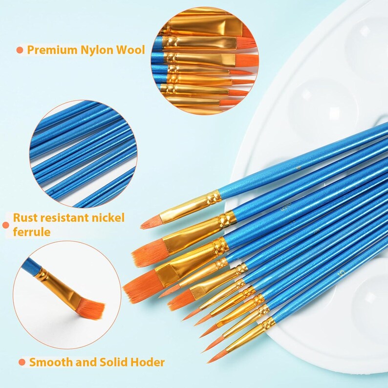 72 Pcs Painting Brush Palette Set, 60 Pcs Paint Brushes With 12 ...