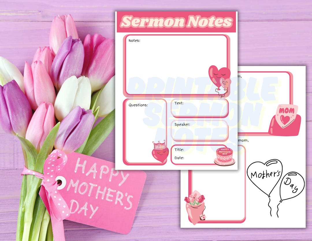 Mother's Day Sermon Notes for Kids Printable PDF - Etsy
