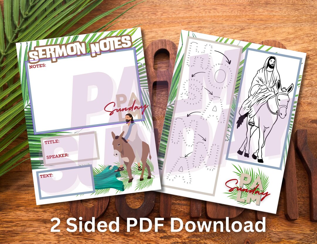Palm Sunday Sermon Notes for Kids Printable PDF - Etsy