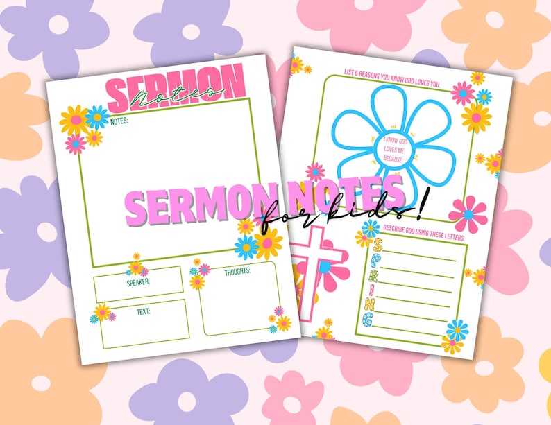 Spring Sermon Notes for Kids Printable PDF - Etsy