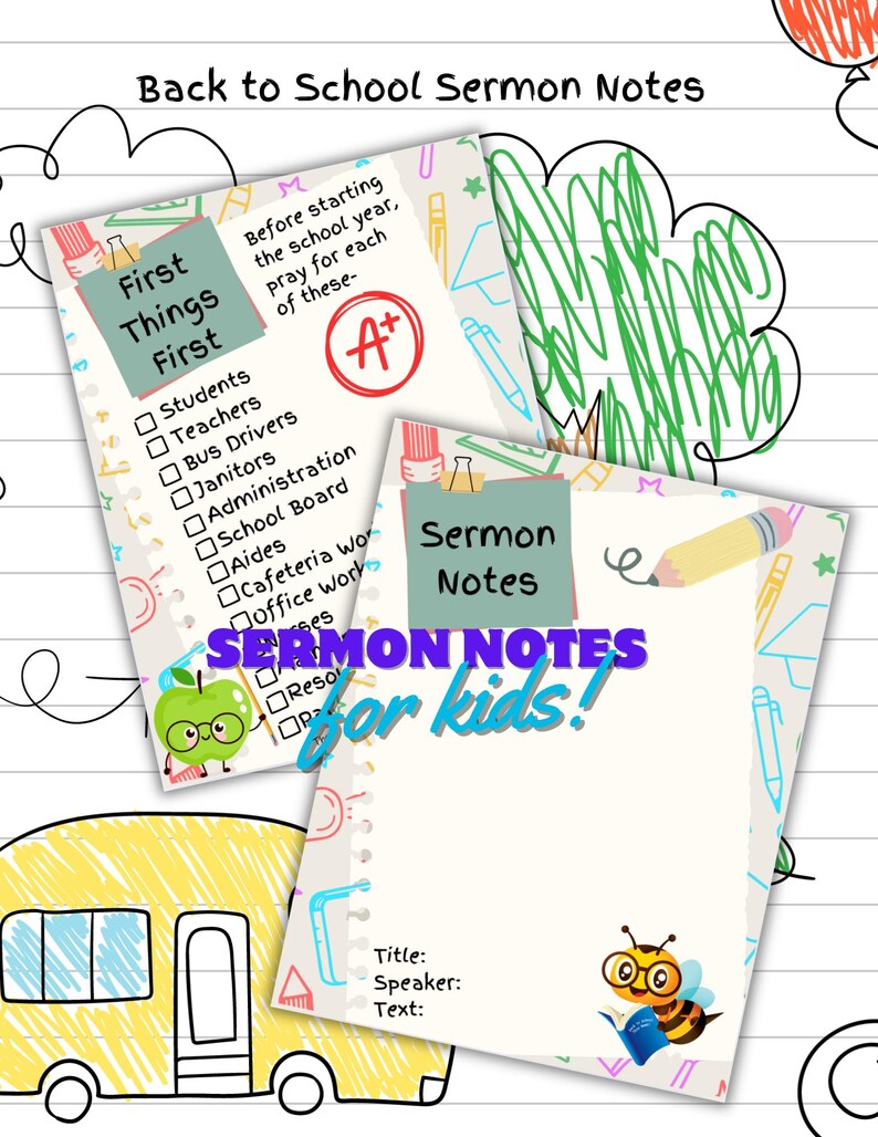 Printable Back to School Sermon Notes for Kids PDF - Etsy