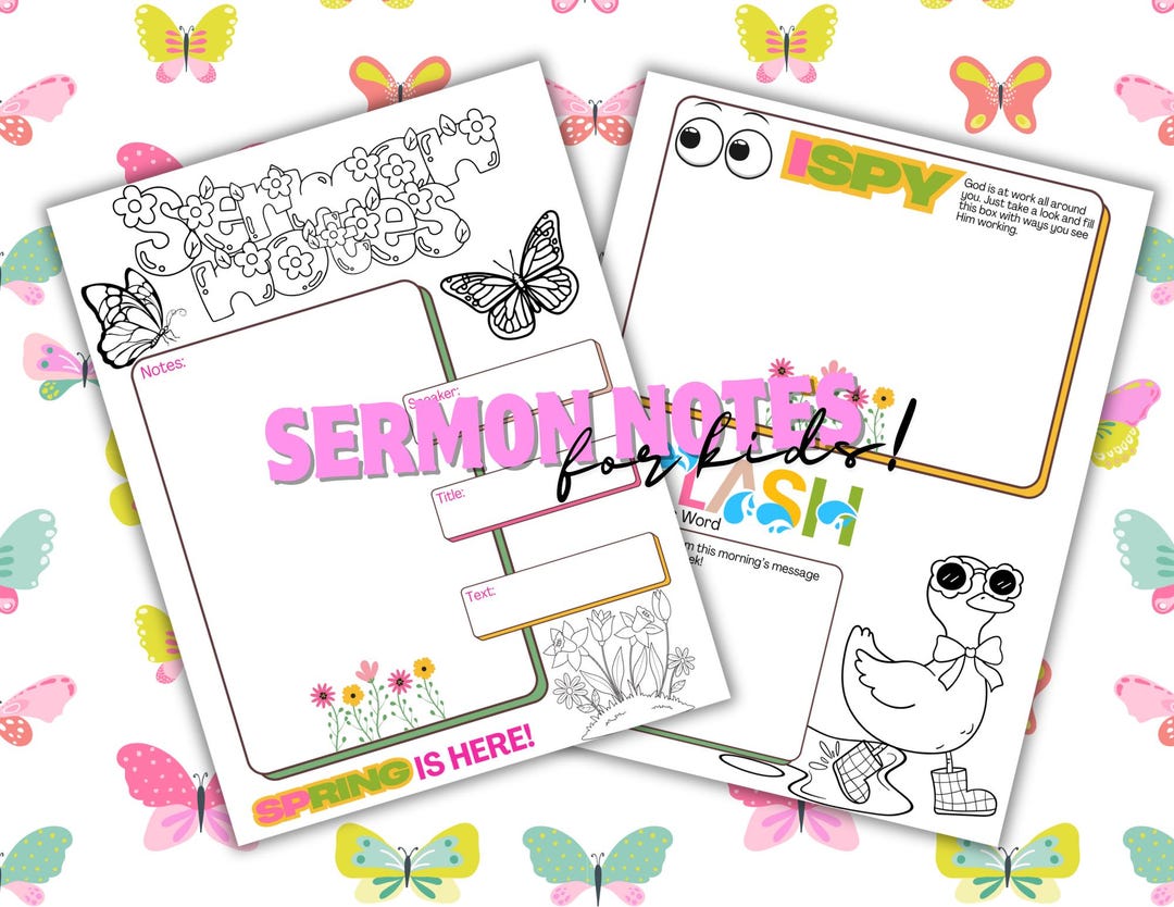 Spring Kids' Sermon Notes Printable PDF - Etsy
