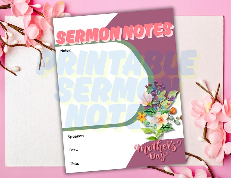 Mother's Day Sermon Notes Printable PDF - Etsy