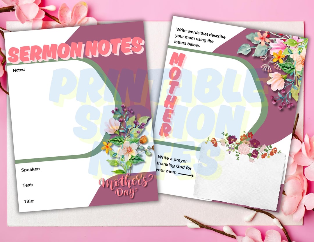 Mother's Day Sermon Notes Printable PDF - Etsy