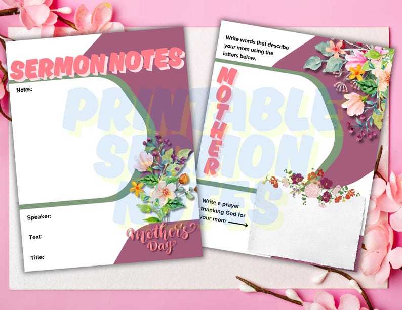 Mother's Day Sermon Notes Printable PDF - Etsy