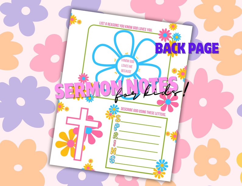 Spring Sermon Notes for Kids Printable PDF - Etsy