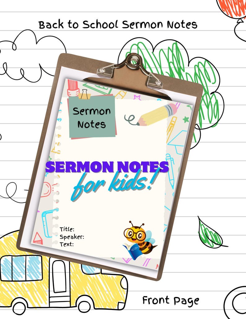 Printable Back to School Sermon Notes for Kids PDF - Etsy