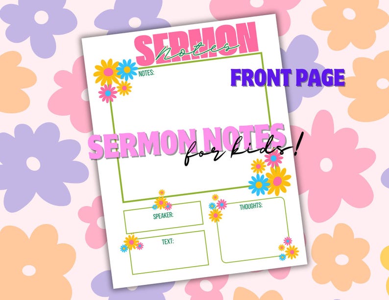 Spring Sermon Notes for Kids Printable PDF - Etsy