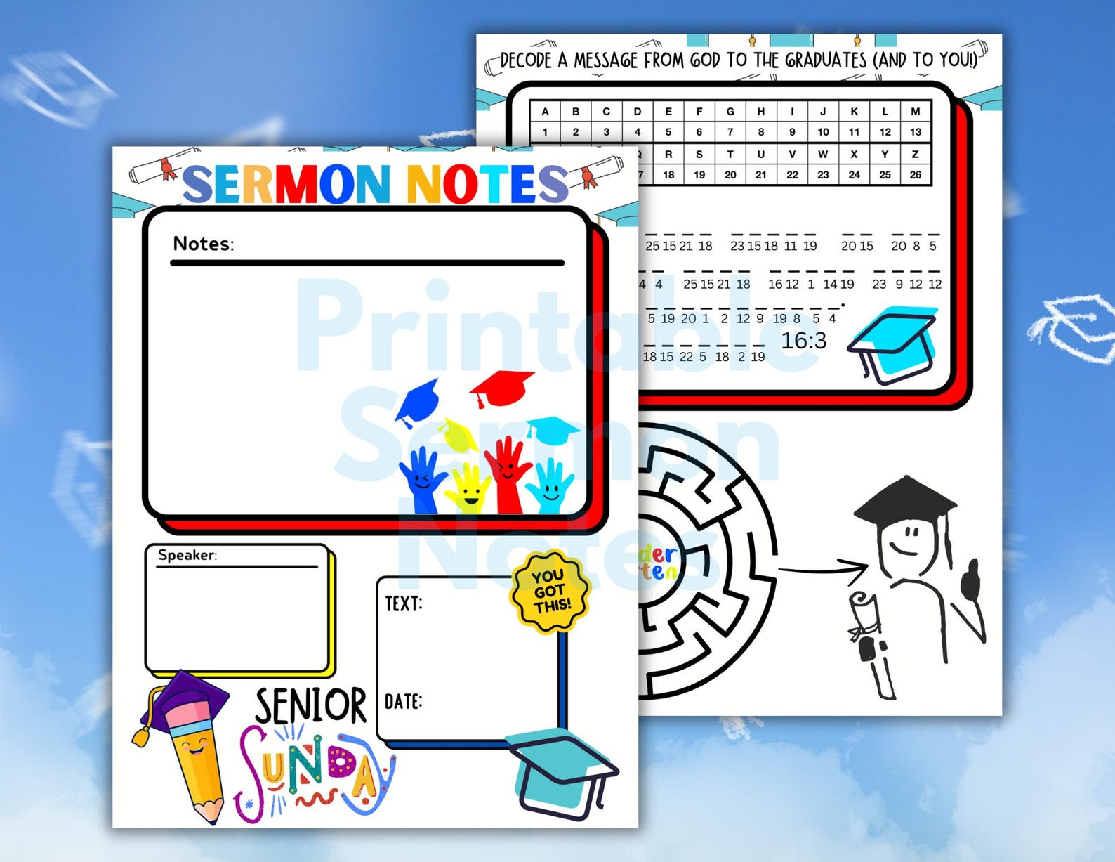 Fun Senior Sunday Sermon Notes for Kids Two-sided Printable PDF ...
