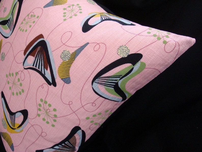 Retro Boomerang Throw Pillow Cover Pink Boomerang Beat | Etsy