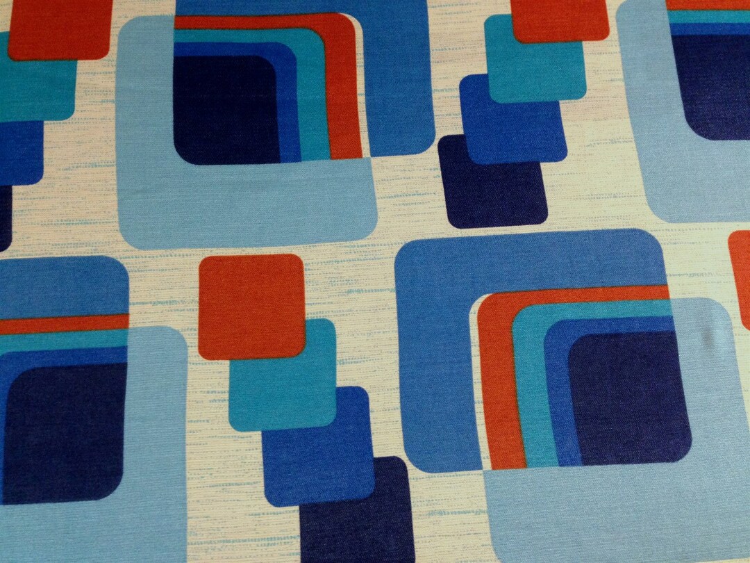 1960s Mod Pillow Cover: Vintage Pan Am Fabric, Teal Blue & Rust - Etsy