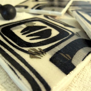 Vintage Mid Century Modern Textile Coasters - GREAT Gift Idea - Blk ...