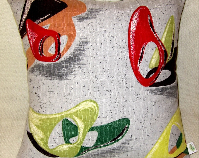 Retro, Atomic Pillow Cover Colorful Space Age Boomerangs Vintage Barkcloth Many Sizes Available ...