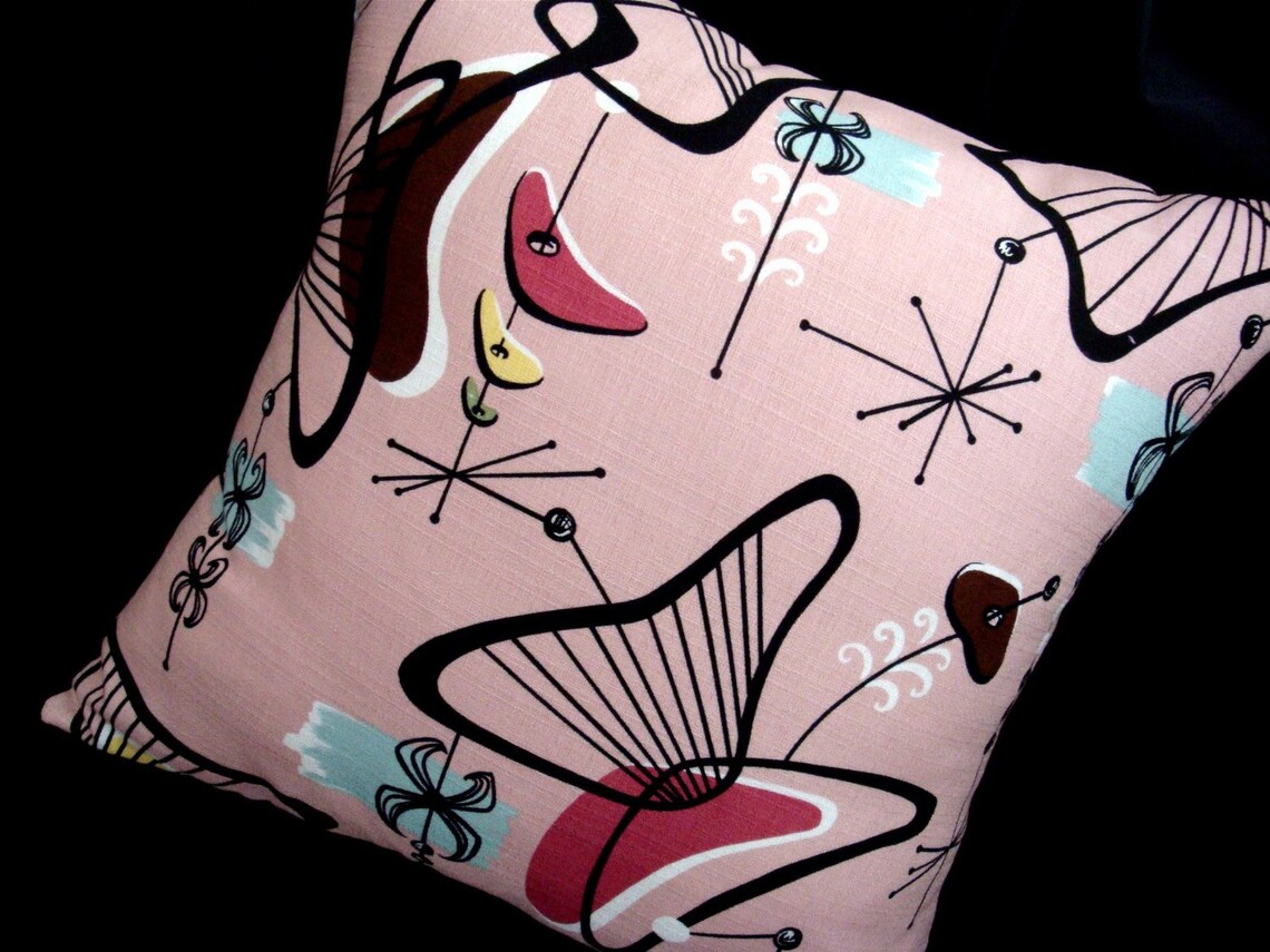 Retro Atomic Pillow Cover Pretty in Pink Big Boomerangs - Etsy