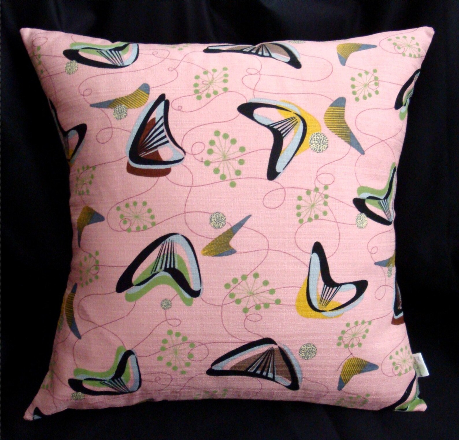 Retro Boomerang Throw Pillow Cover Pink Boomerang Beat | Etsy