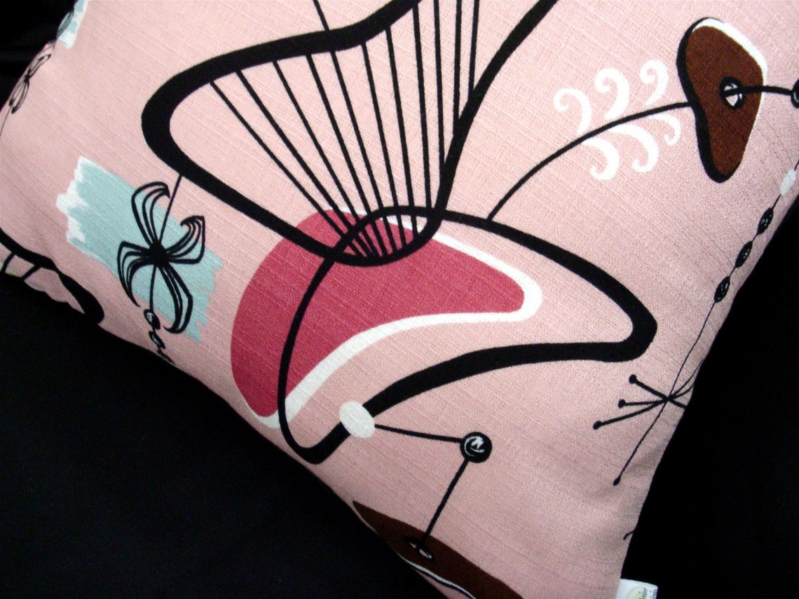 Retro Atomic Pillow Cover Pretty in Pink Big Boomerangs - Etsy