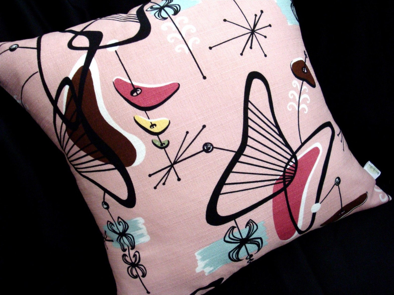 Retro Atomic Pillow Cover Pretty in Pink Big Boomerangs - Etsy