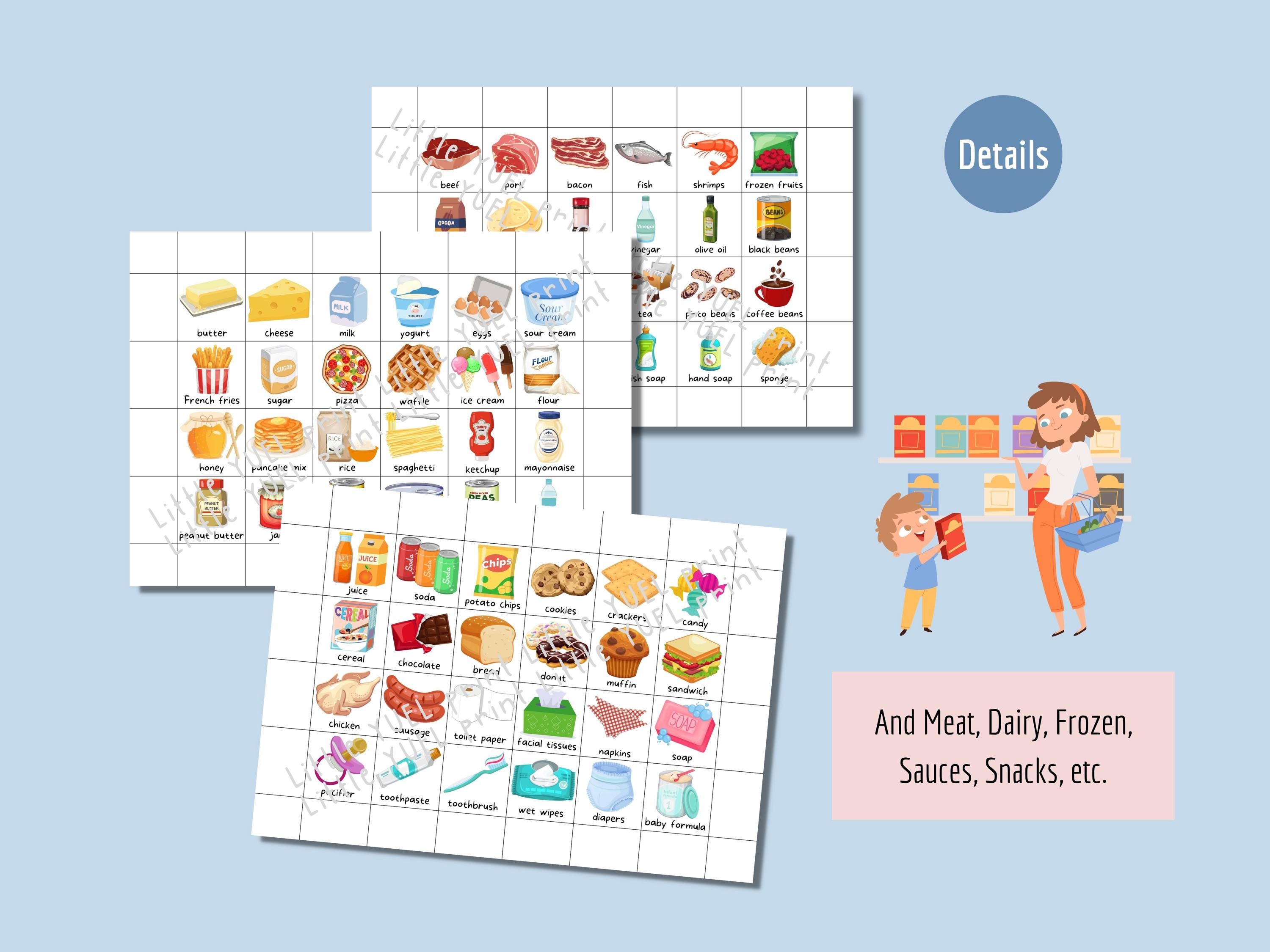 Printable Visual Grocery List for Kids, Shopping List for Children, My ...