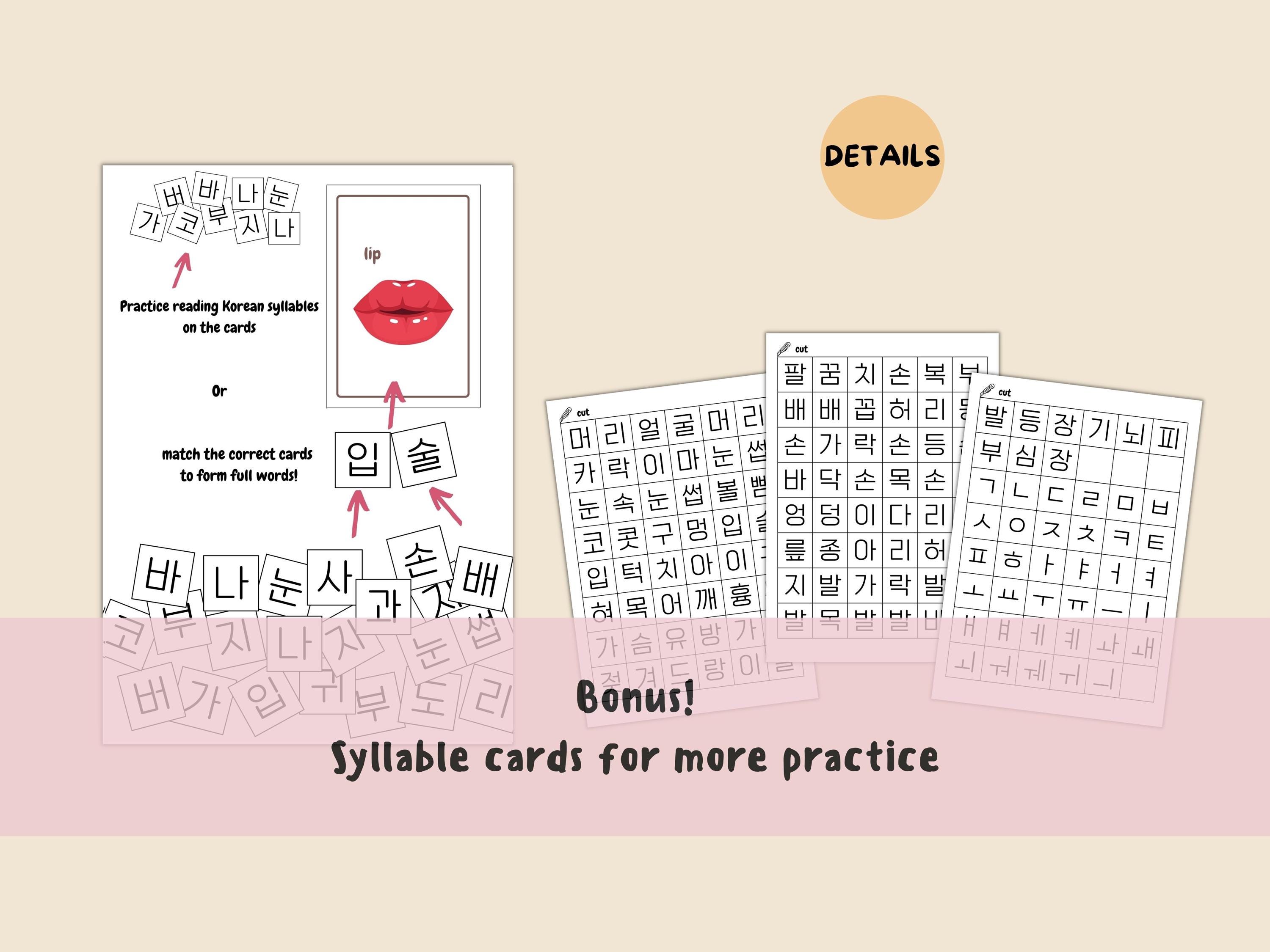 Korean Body Parts Flashcards, Learn Korean Vocabulary, Korean Vocab ...