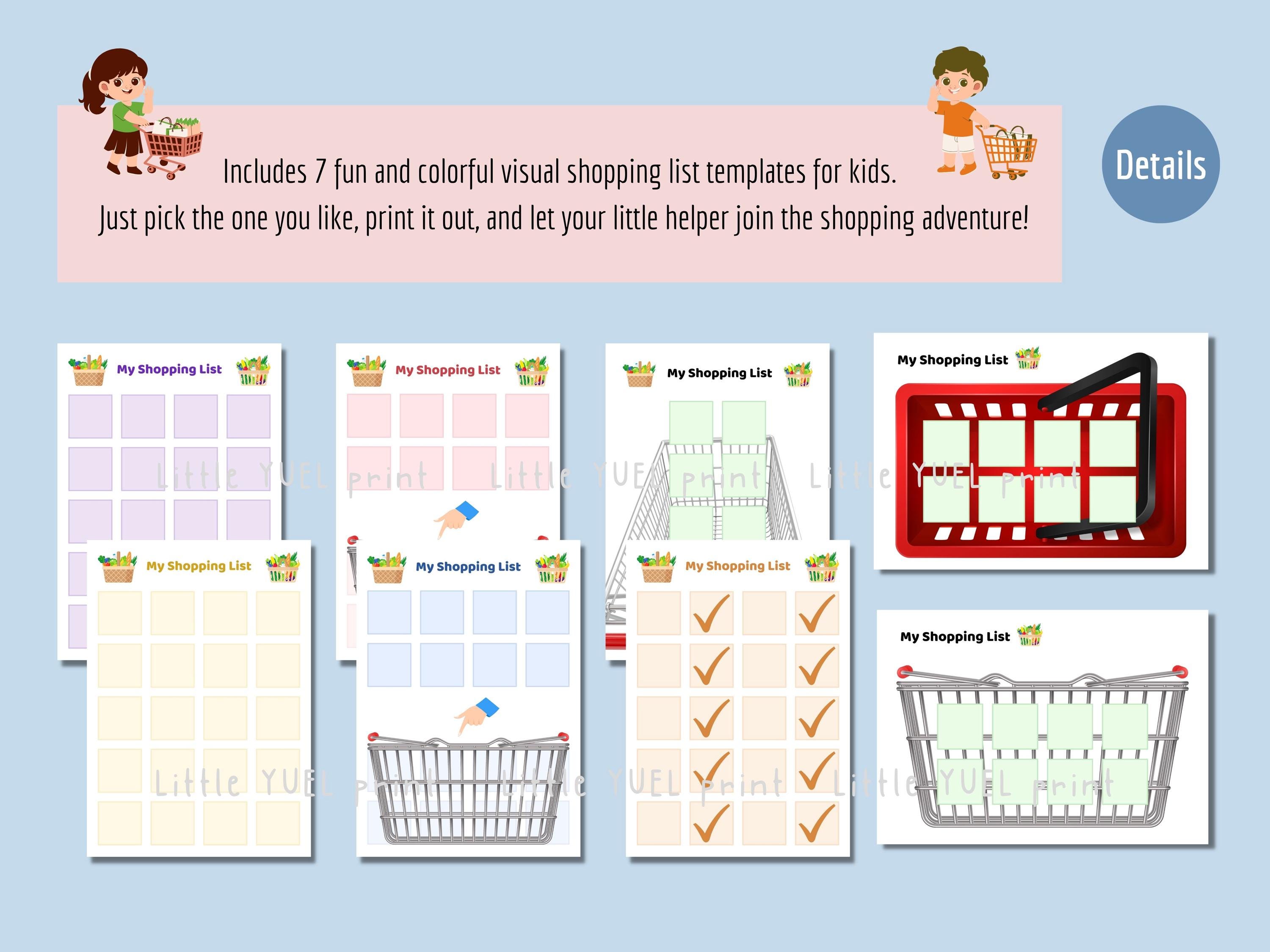 Printable Visual Grocery List for Kids, Shopping List for Children, My ...