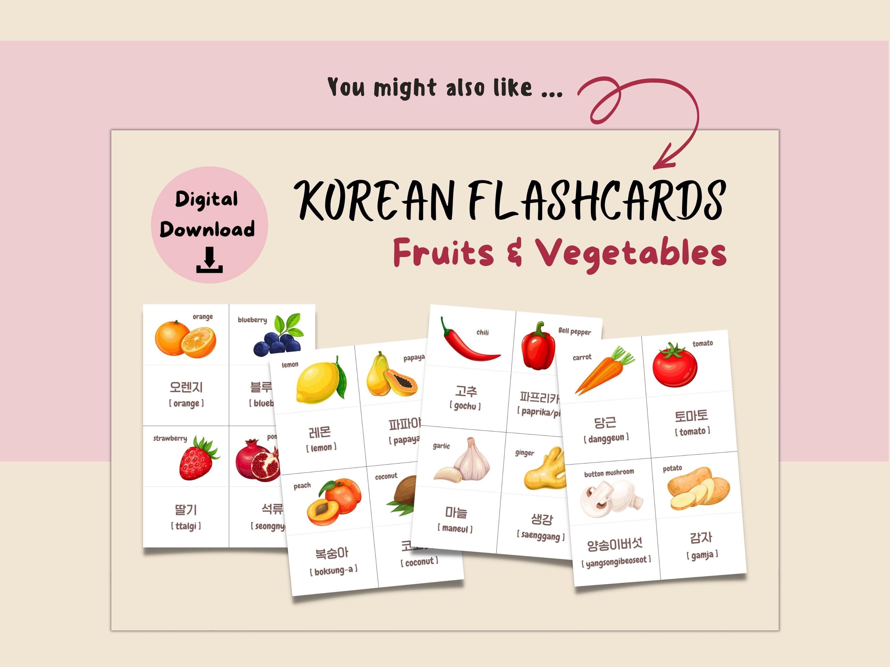 Printable Korean Vocabulary Flashcards, Animal Flashcards for Learning ...