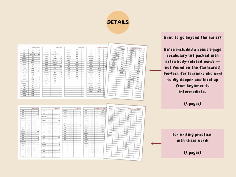 Korean Body Parts Flashcards, Learn Korean Vocabulary, Korean Vocab ...