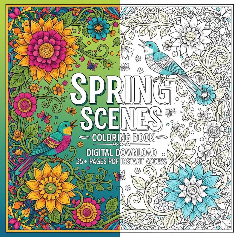 Spring Coloring Pages for Adults | 36 Intricate Botanical & Woodland ...