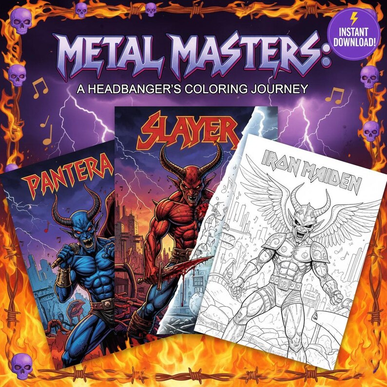 Heavy Metal Band Logos Coloring Pages – Gothic Rock Art (PDF Download ...