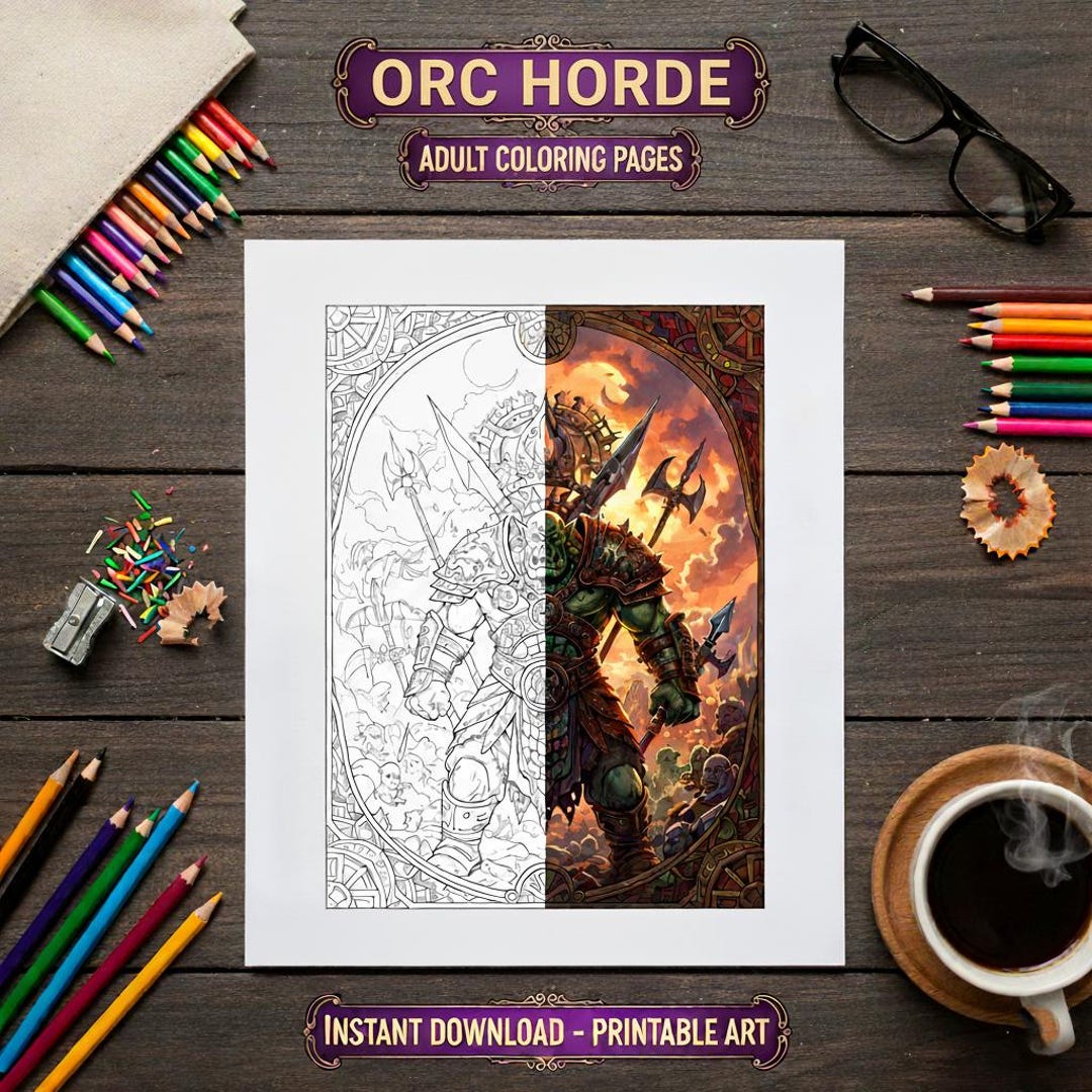 Orc Warrior Coloring Pages | 57 Fantasy D&D Illustrations (PDF) - Etsy