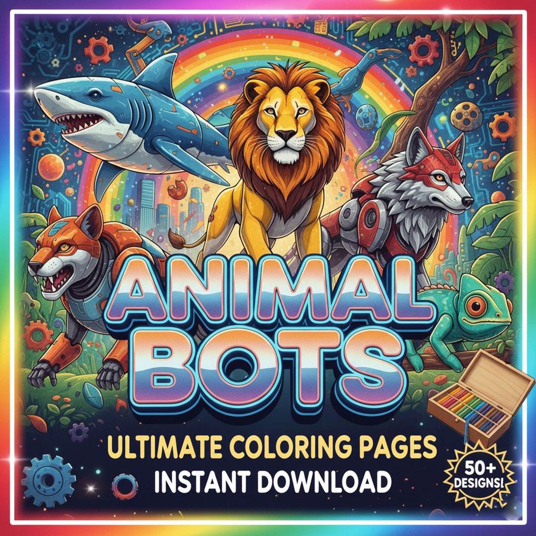 Animal Bots Coloring Book | 63 Unique Cybernetic & Steampunk Animal ...