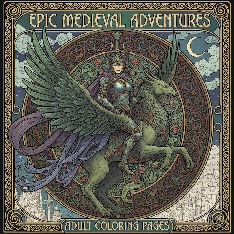 Medieval Dragon Fantasy Coloring Pages: Knights & Castle Battles (3 PDF ...