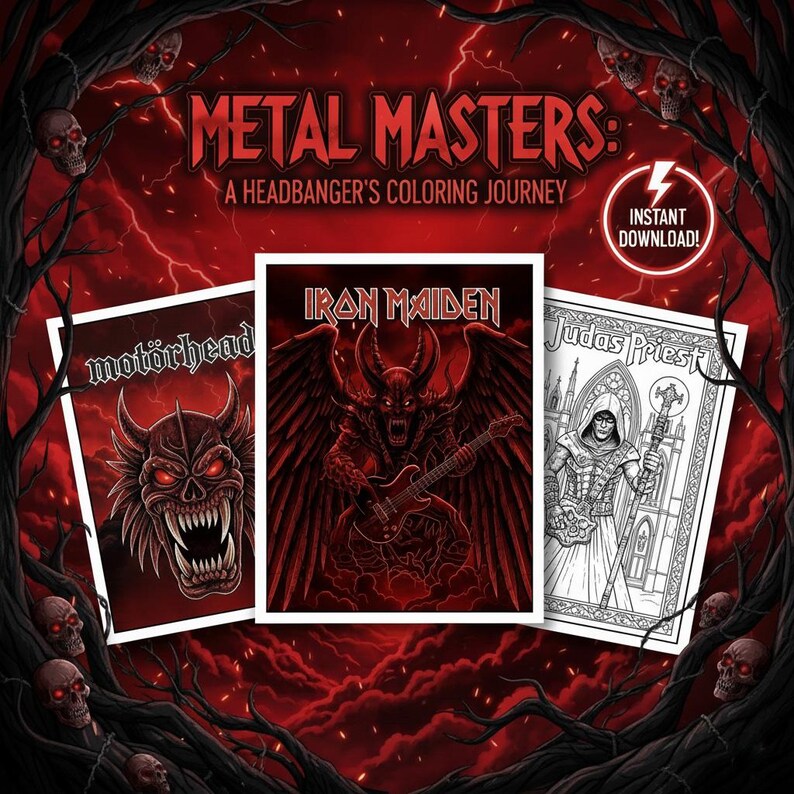 Heavy Metal Band Logos Coloring Pages – Gothic Rock Art (PDF Download ...